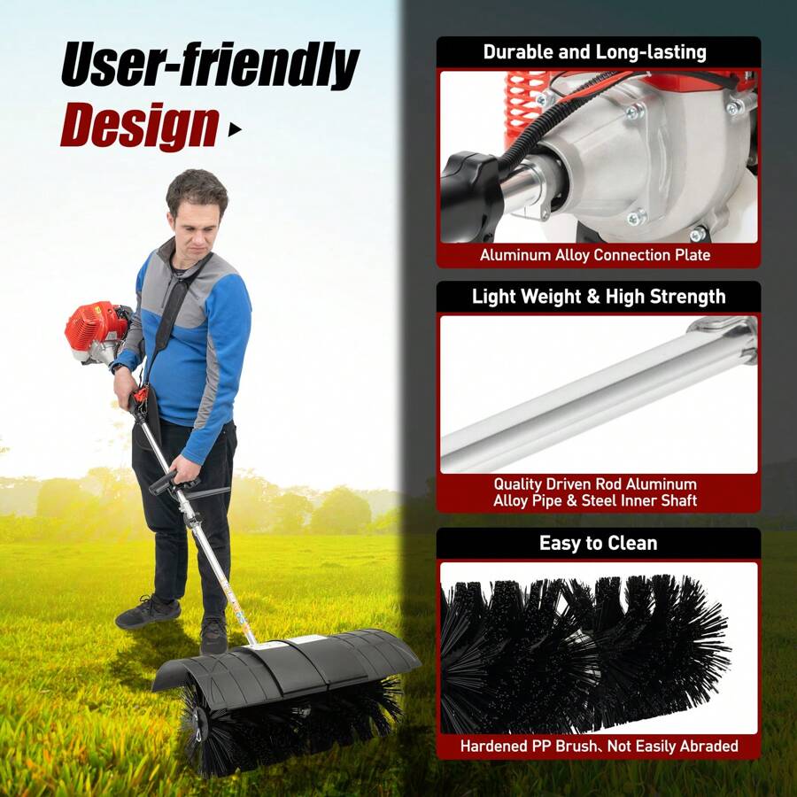 SENDERPICK Nylon Brush Broom 52cc Gas Power Sweeper Hand Held Broom ...