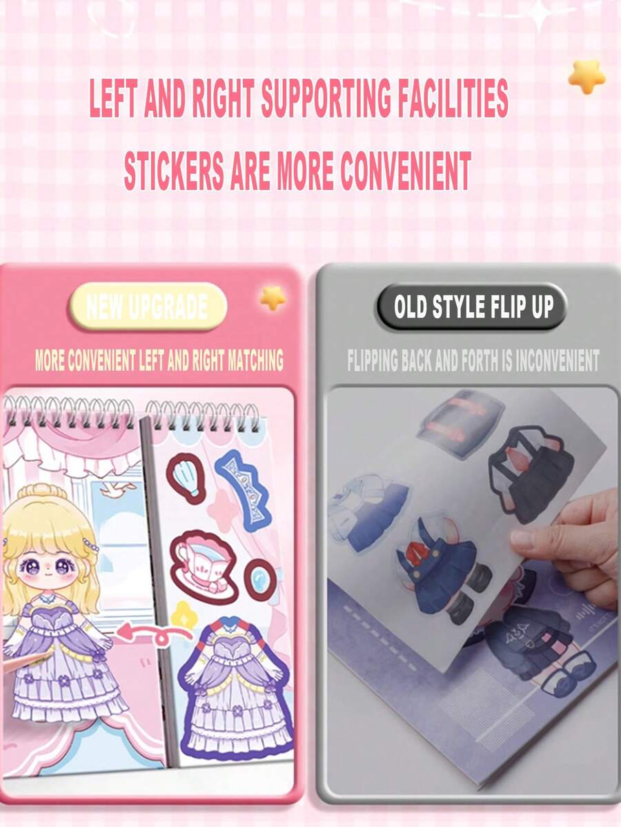 1pc 2-In-1 Sticker Book, Makeup & Dress Up Sticker Scrapbook, No ...