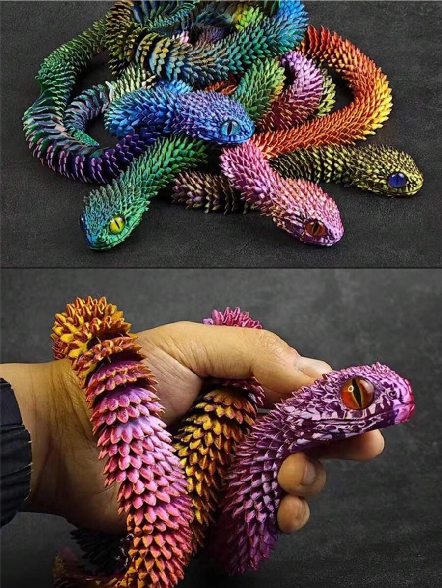 New 2025 Curly Snake Statue - 3D Printed Soft Posable Snake Toy With ...
