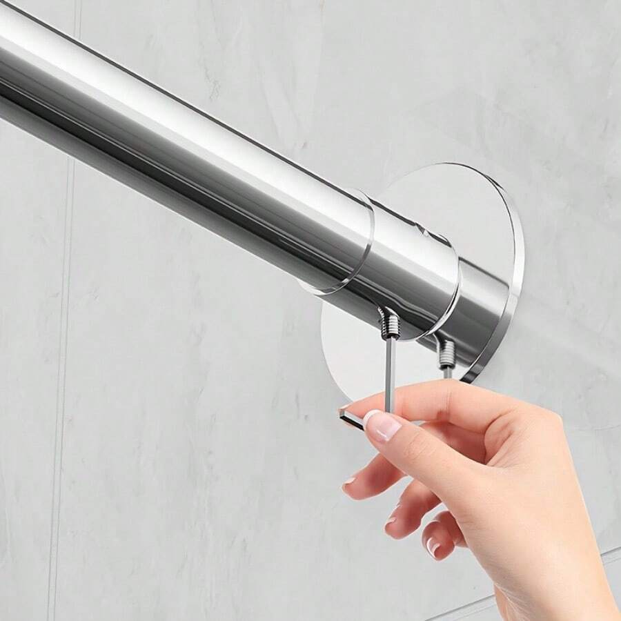 Adjustable Curved Shower Curtain Rod, L-Shaped Bathroom Corner Shower ...