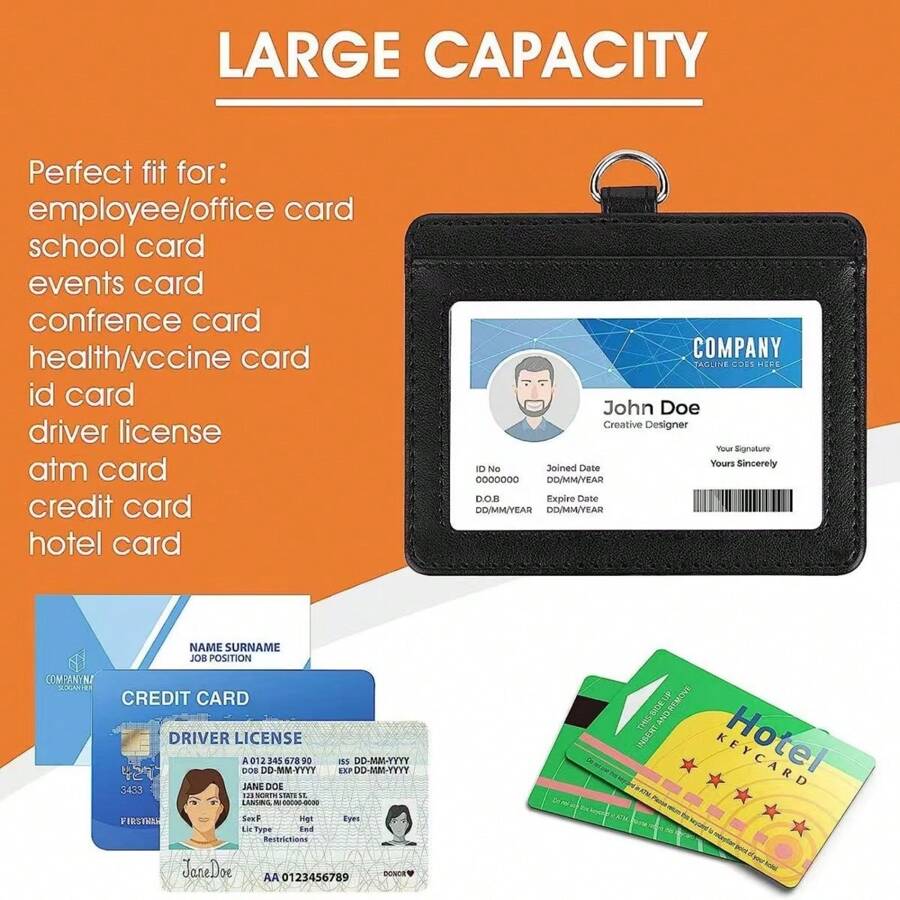 PU Work ID Card Holder, Work Badge Lanyard For Workers, Factory Staff ...