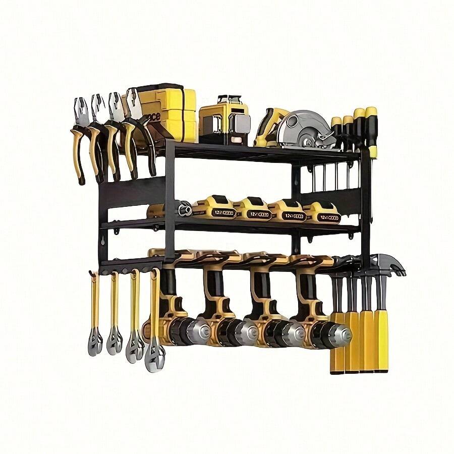1-Pack 3-Layer Power Tool Organizer - Compact Heavy-Duty Floating Drill ...
