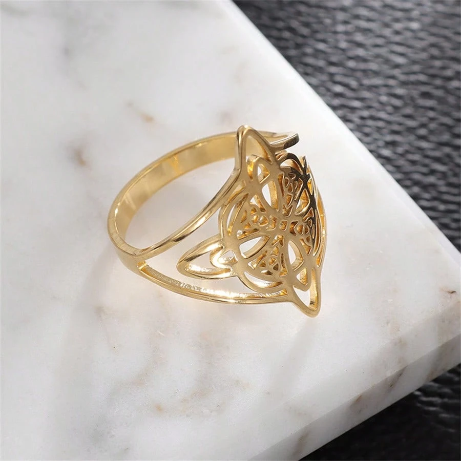 Women's Stainless Steel Witch Knot Ring, Geometric Elegant Unique Irish ...
