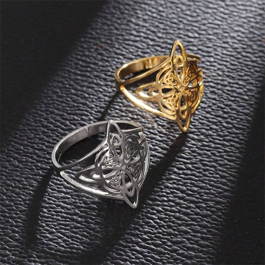 Women's Stainless Steel Witch Knot Ring, Geometric Elegant Unique Irish ...