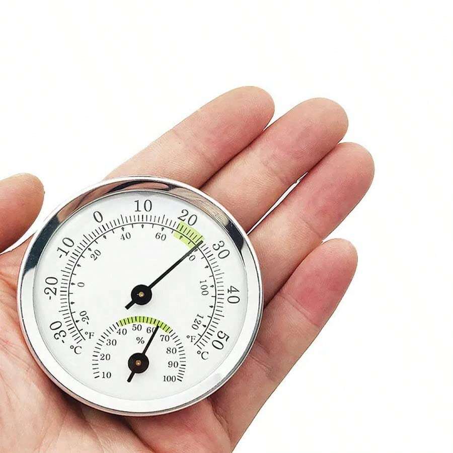 Mini Analog Thermometer Hygrometer, Aluminum Alloy Housing Plastic Base ...
