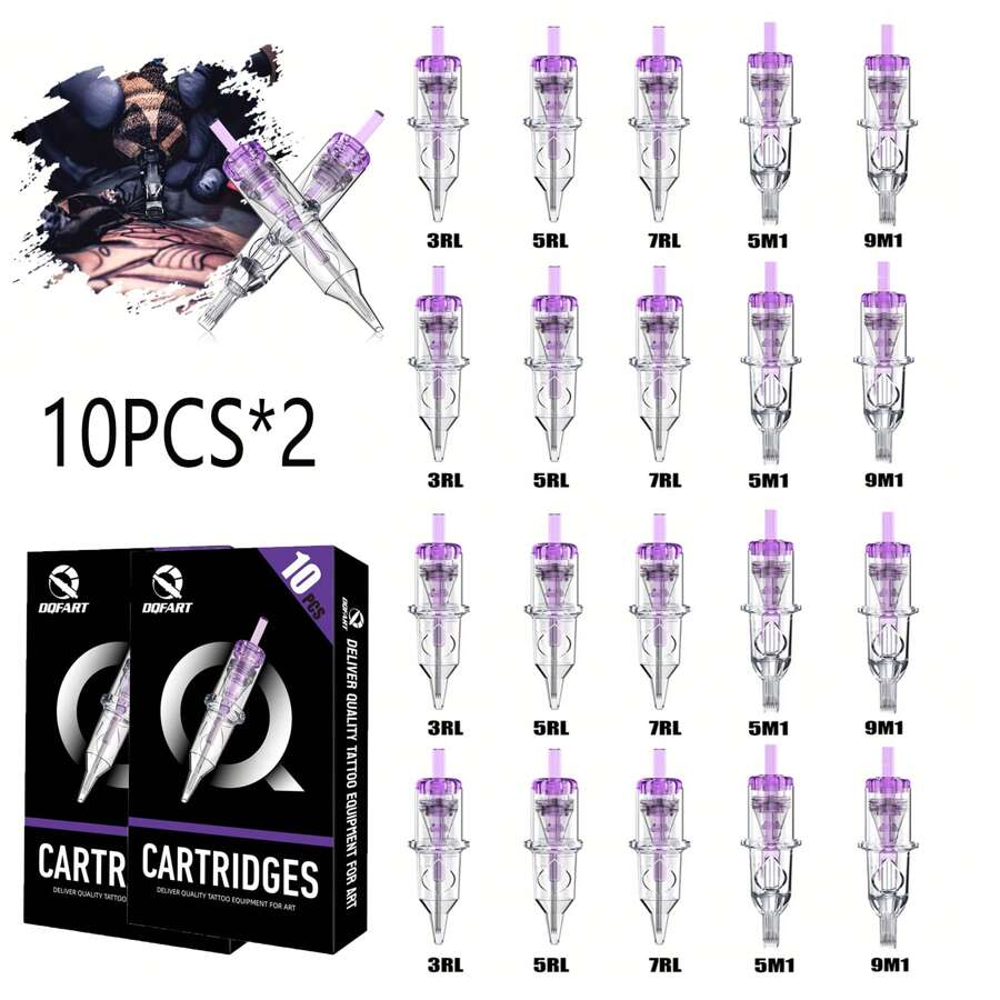 DQFART DQFART 20PSC Tattoo Needle Ink Cartridge Purple Tattoo Needle ...