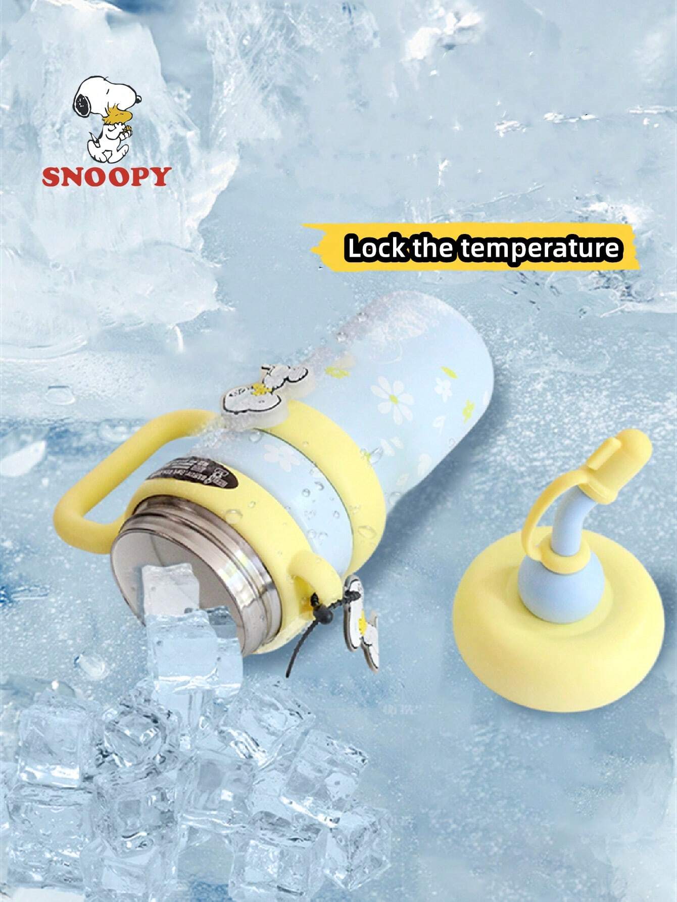 SNOOPY 1pc Snoopy Stainless Steel Insulated Cup, 930ML Large Capacity, Portable Straw Tumbler ...