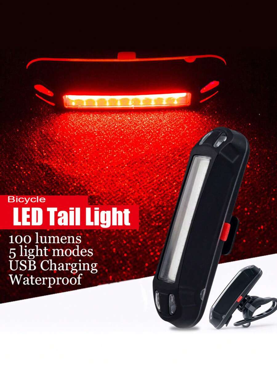 Bicycle Rear Light USB Rechargeable Night Riding Light, Red & White ...
