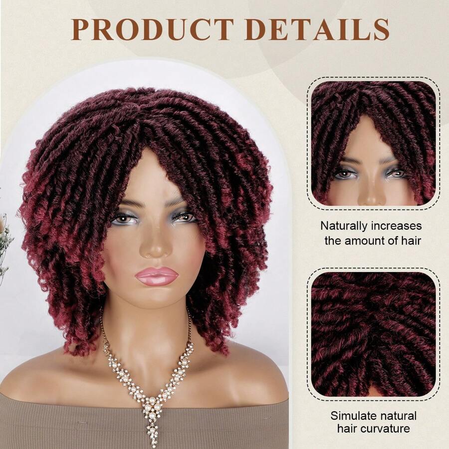 Short Dreadlock Wig Glueless Ombre BUG Afro Curly Coiled Wigs Soft Faux ...