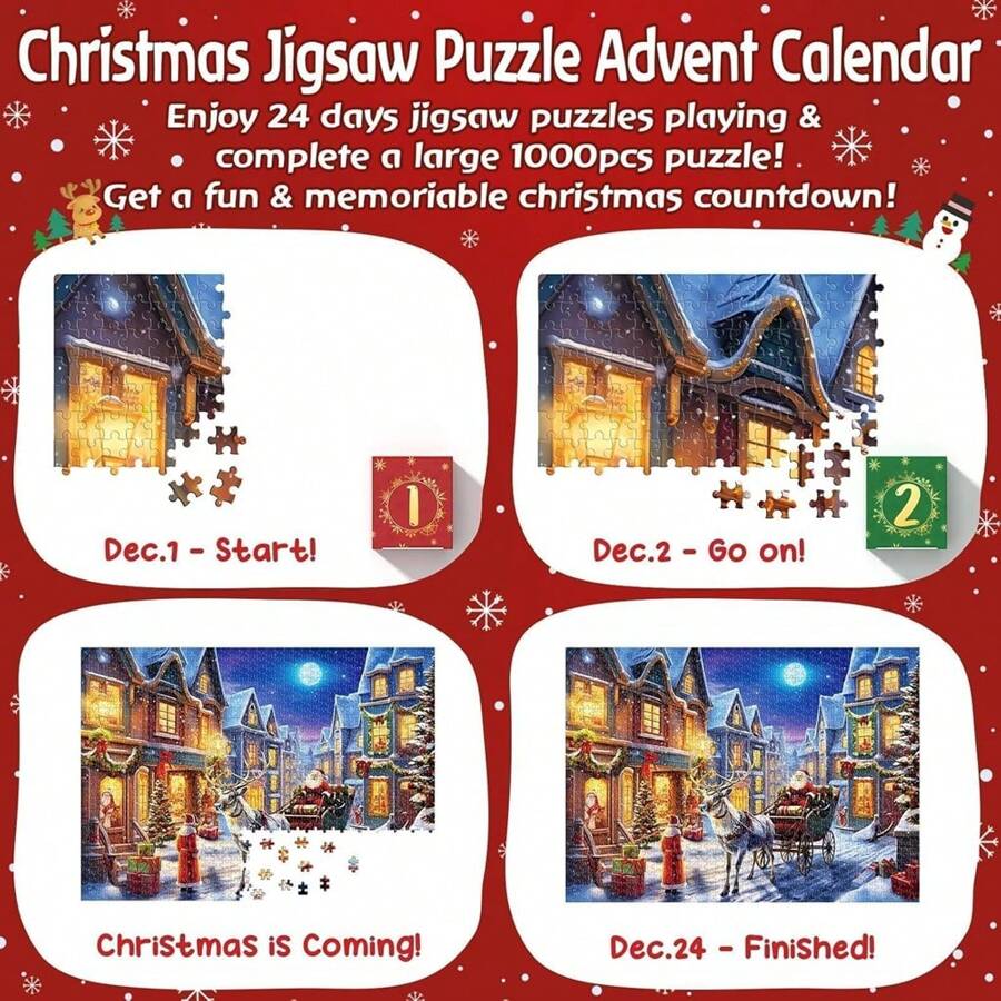 Puzzle-Adventskalender 2024 – Weihnachts-Adventskalender 2024, Adventskalender-Puzzle 1008 Teile ...