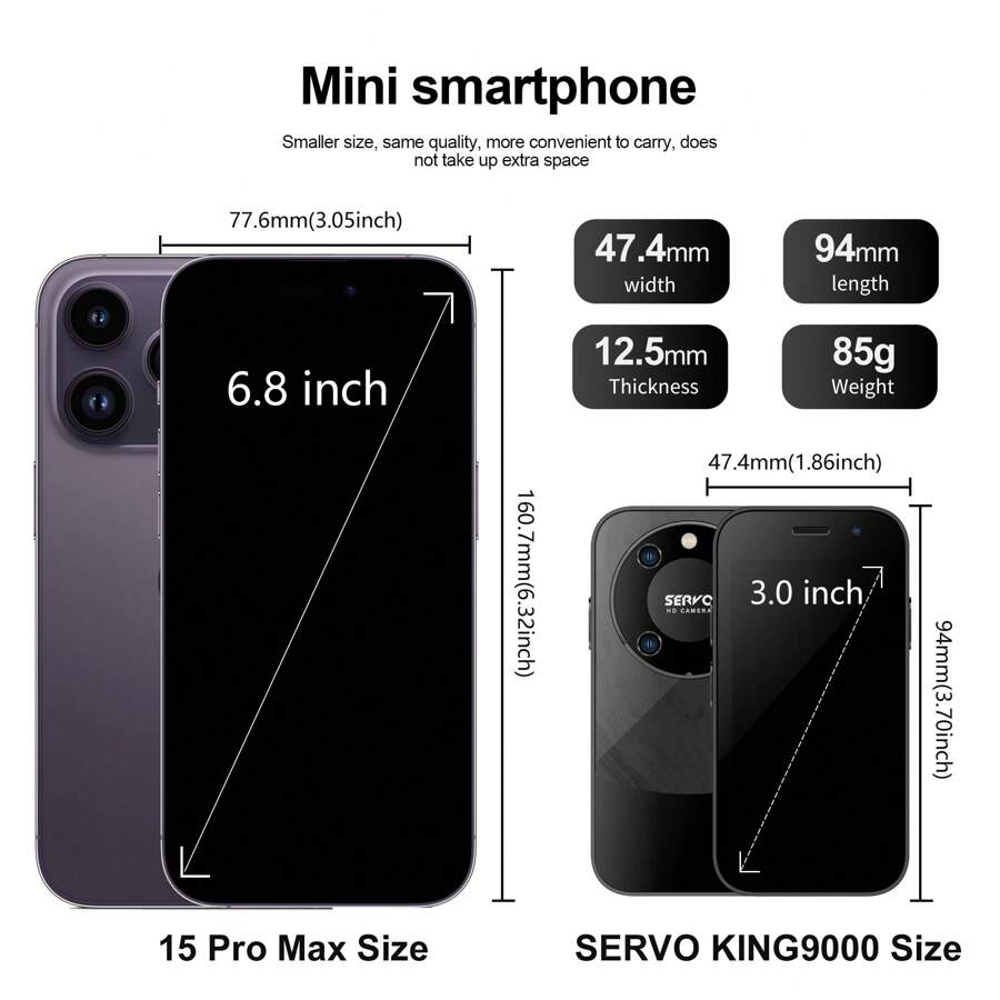 SERVO KING 9000 מיני סמארטפון 3.0 אינץ' צג אנדרואיד 10.0 LTE 4G רשת סלולרית RAM 2GB ROM 16GB ...