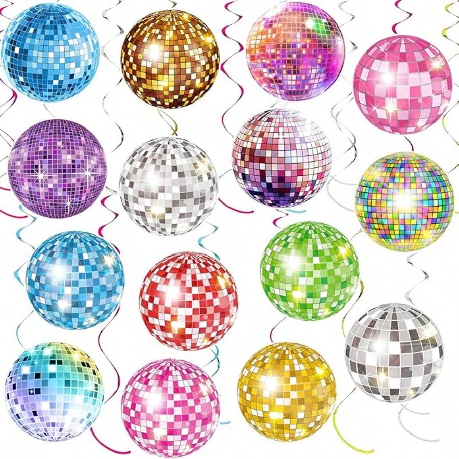 48pcs Disco Spiral Hanging Strip, Birthday/Party/Evening Event ...