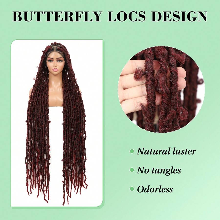 48 Inches Full Double Lace Front Triangle Knotless Locs Braided Wigs ...