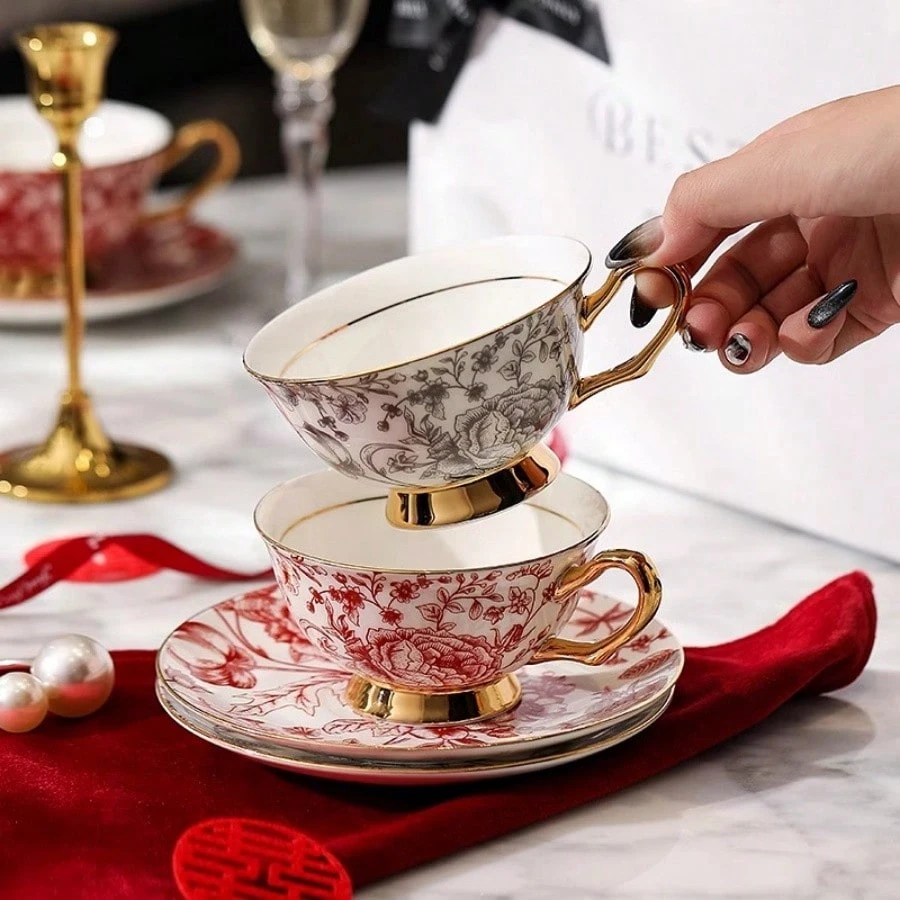 High-End Elegant Coffee Cup And Saucer Set, Luxurious Design For ...