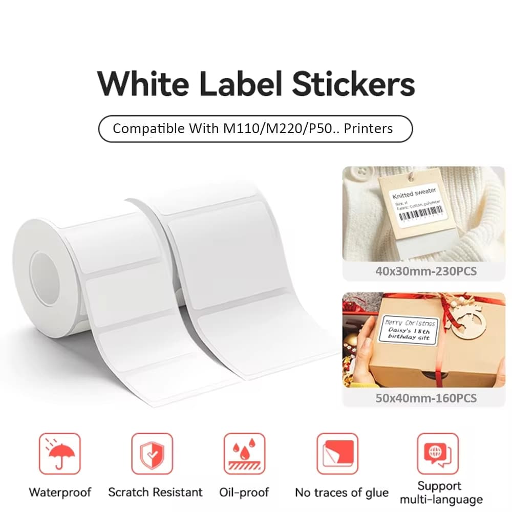 White Label Stickers Self-Adhesive Papers Waterproof Compatible With ...
