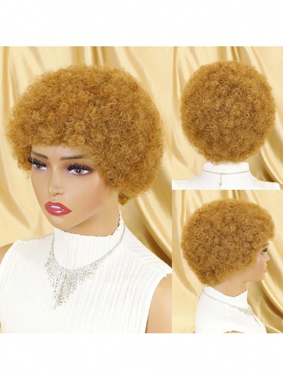 6 Inch Korting Afro Pruik Menselijk Haar Voor Vrouwen 70's Afro Pruiken ...
