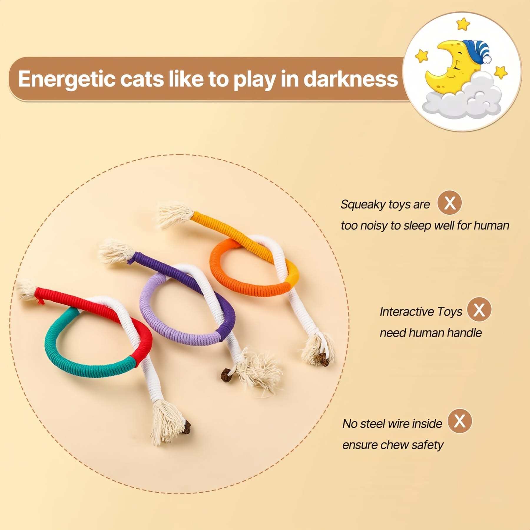 Catnip Toys For Indoor Cats, Snaky Rope Toys With Gall Fruit For Cat ...