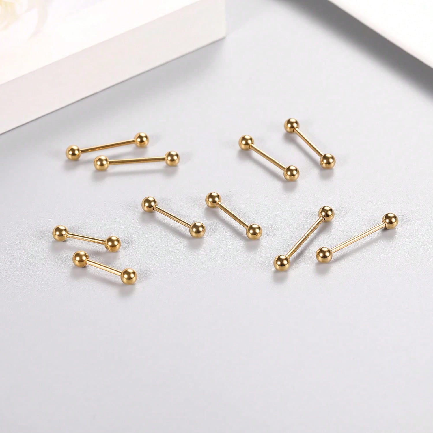 10 Pcs Nipple Ring 14g Tongue Rings Surgical Steel Screw Nipple Tongue Barbell Nipple Piercings