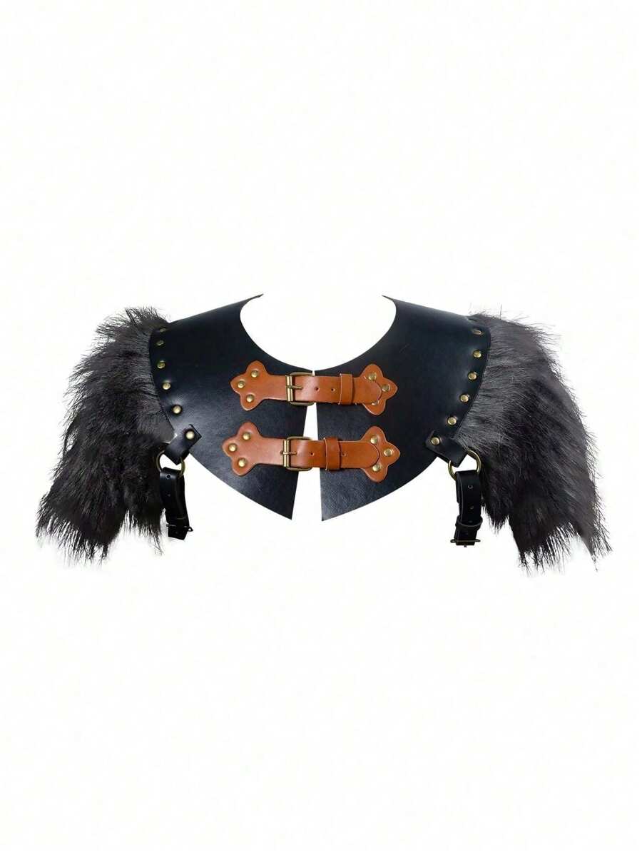 Medieval Viking Leather Fluffy Shawl Suitable For Stage Costumes Role ...