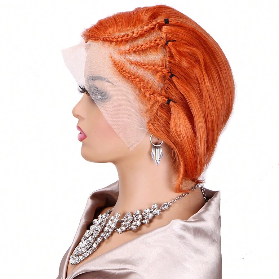 New 2024 Wig 250% Density 13X4 Lace Ginger Color Up Front Colored Short ...