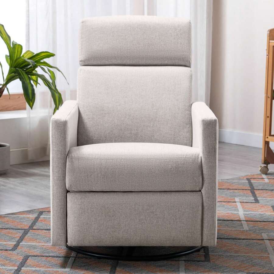Modern Rocking Recliner With 360° Swivel, Reclining Function, And High ...