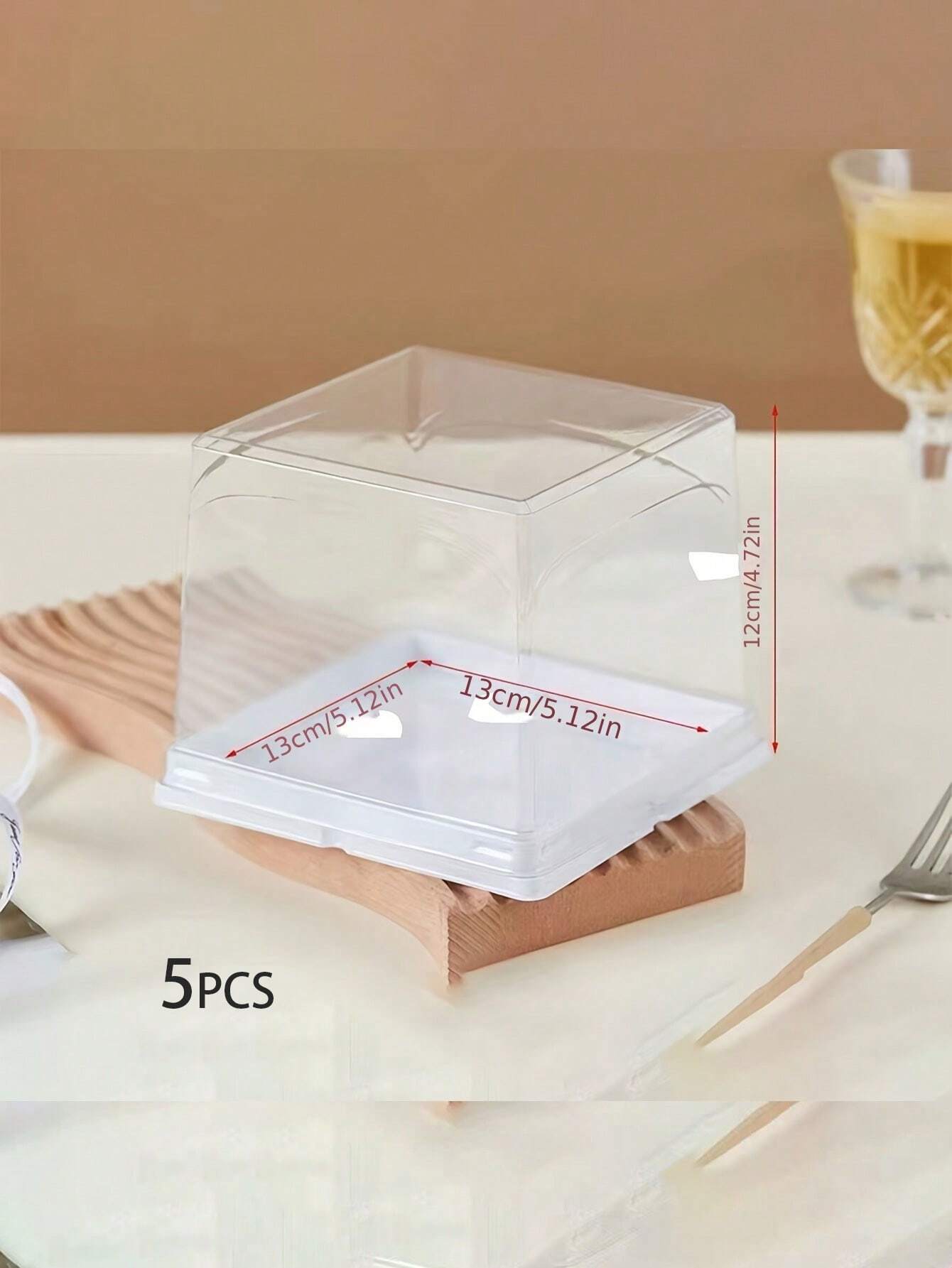 5pcs 4-Inch Round Transparent Cake Boxes For Cheesecake, Strawberry ...