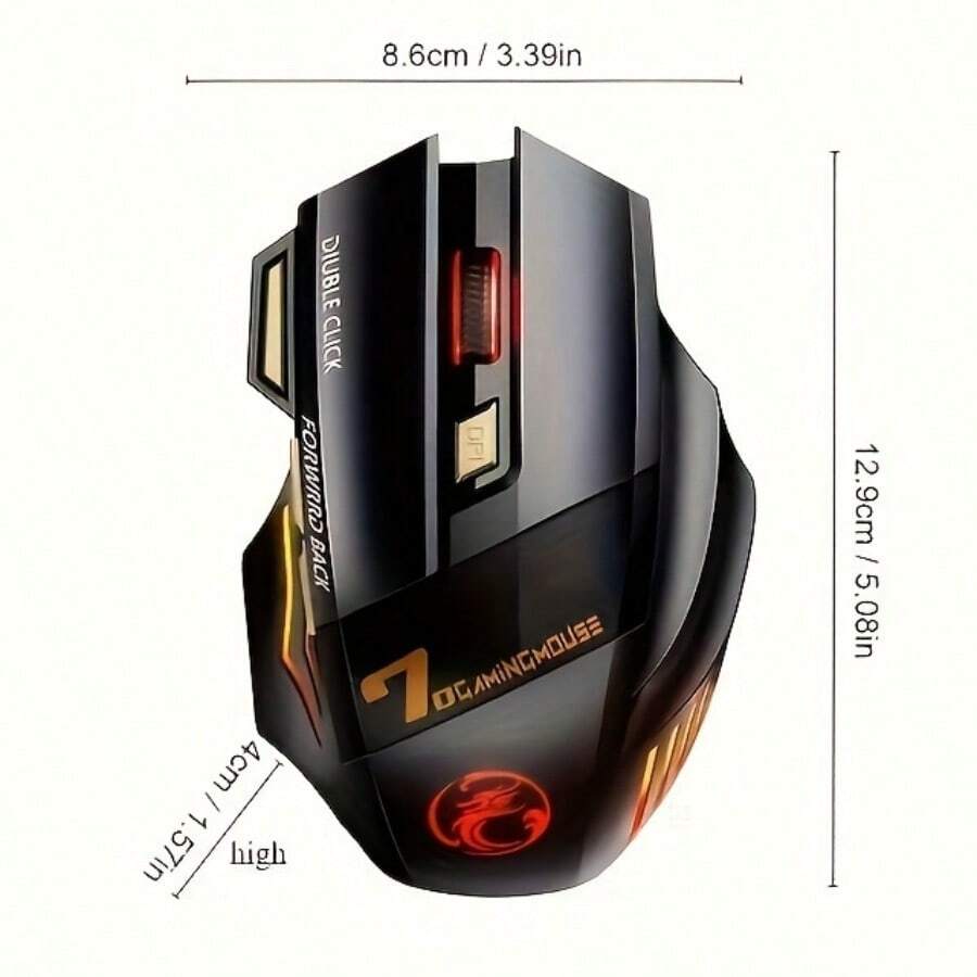 Rechargeable Wireless Gaming Mouse With RGB Backlight, Ergonomic Silent ...