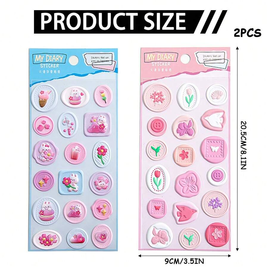 2 Sheet Children's Cute Cartoon Three-Dimensional Relief Stickers, Kid ...