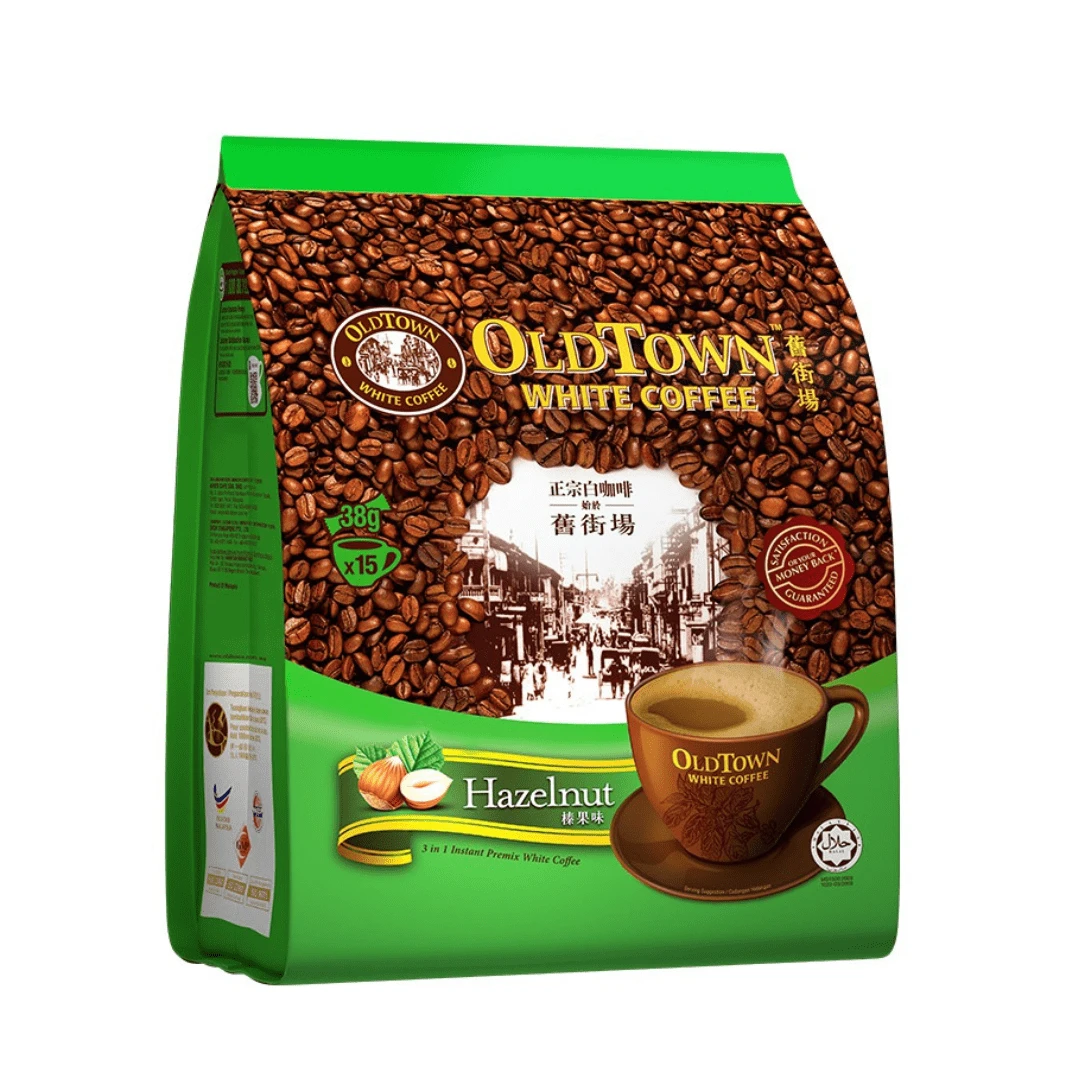 Old Town White Coffee Instant Sticks 3-In-1 Hazelnut Flavor, 15 Sticks ...