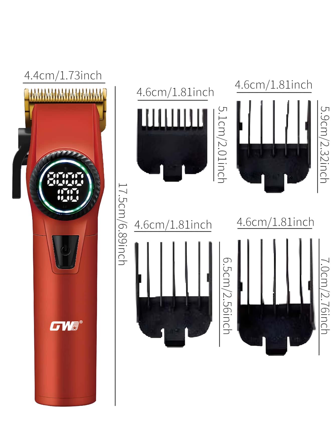 GW GW Professional Hair Clippers, Máquinas de cortar cabelo de barbeiro sem fio para corte de ...