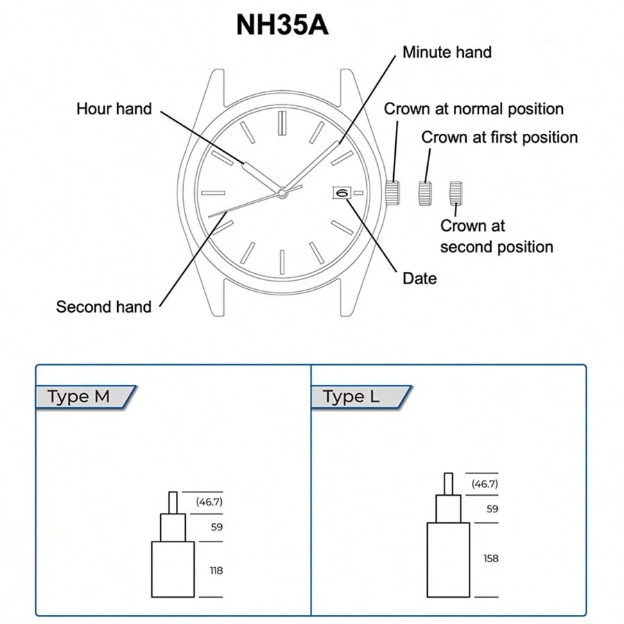 Japan Genuine NH35 Automatic Mechanical Movement High Accuracy 24 ...