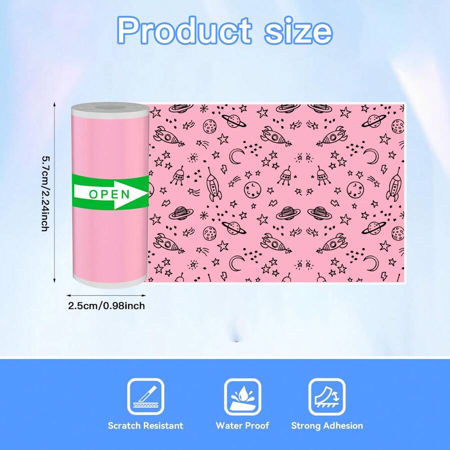 10 Rolls Of Color Sticker Printing Paper, 57x25mm Inkless Self-Adhesive ...