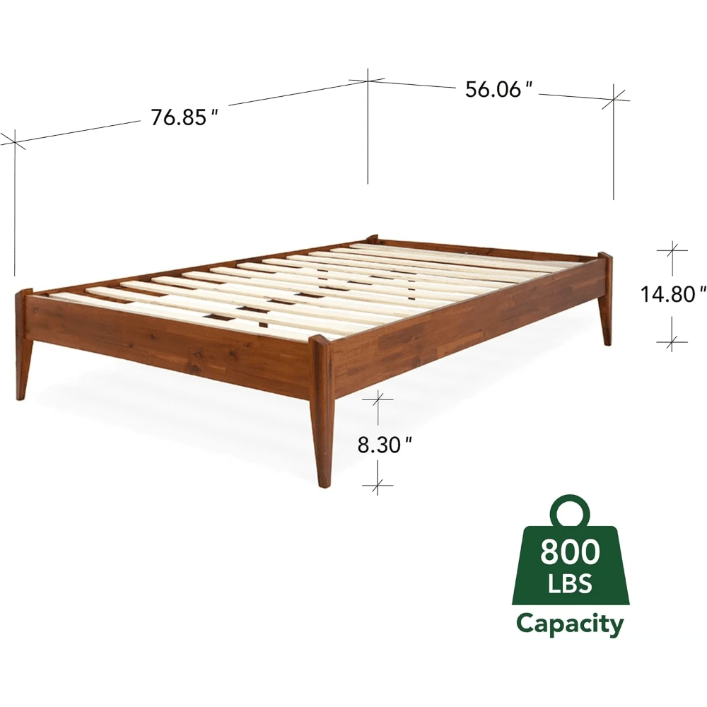 King Bed Frame Wood 15 Inch - Solid Wood Platform Bed Frame - Japanese ...