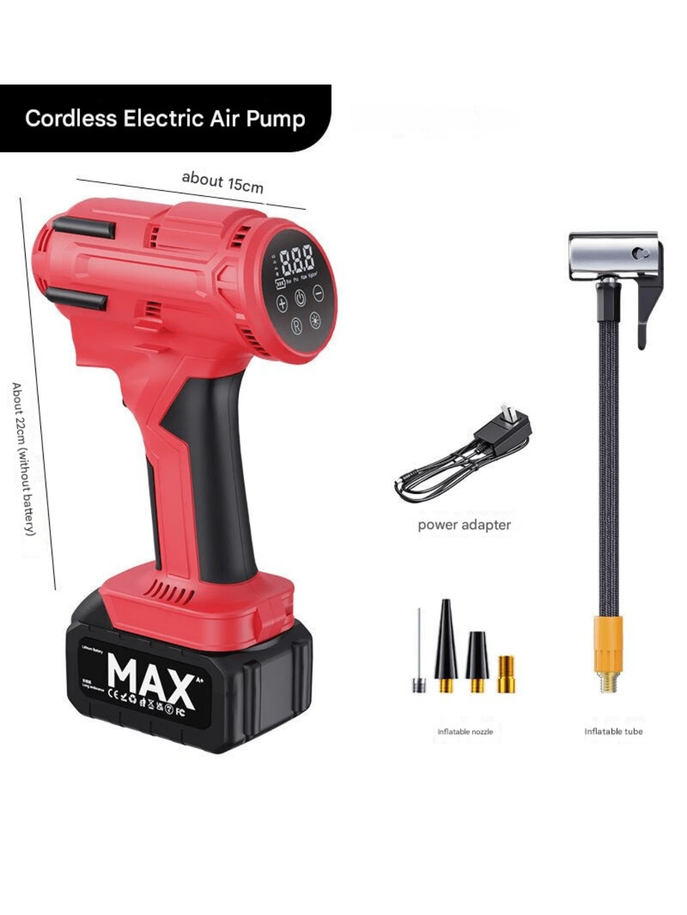 21V Cordless Portable Tire Inflator Air Compressor With Rechargeable ...