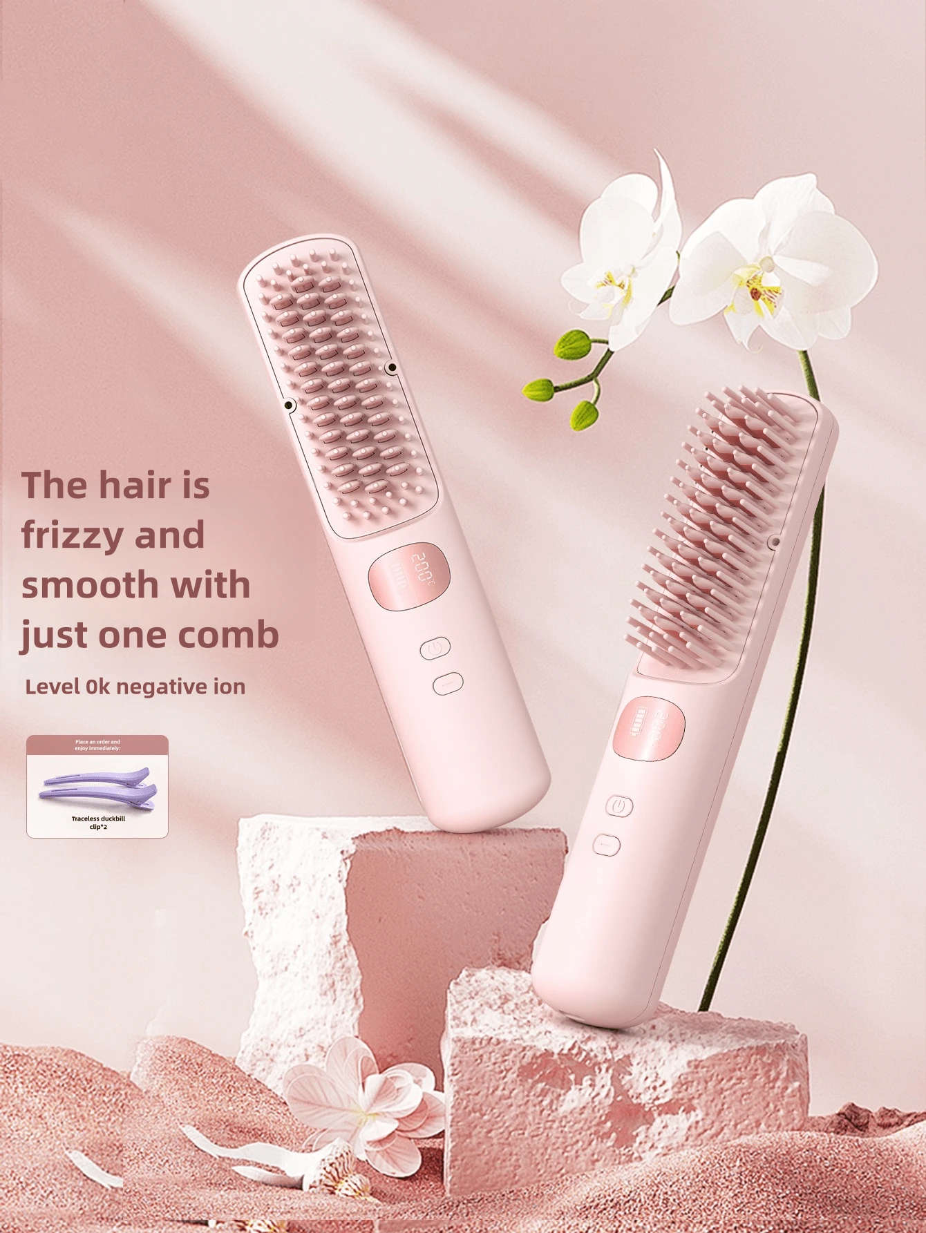 Wireless Straightening Comb With Negative Ions For Hair Care, USB ...