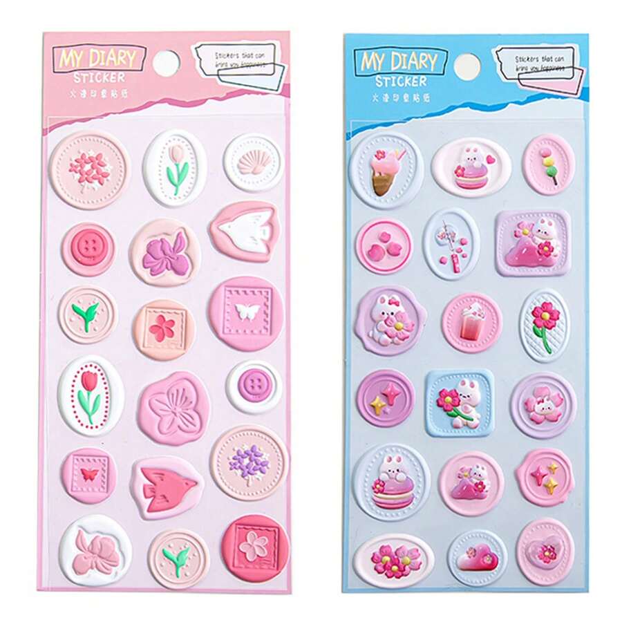 2 Sheet Children's Cute Cartoon Three-Dimensional Relief Stickers, Kid ...