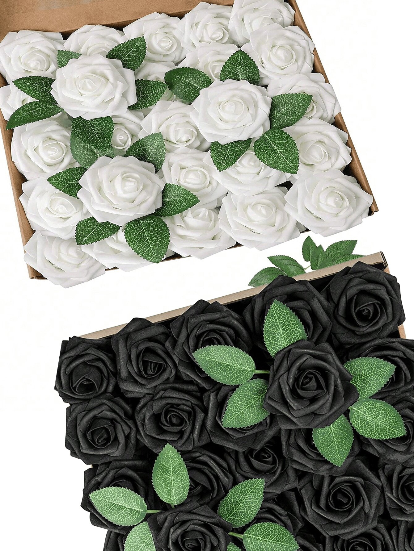 Artificial Flowers 25pcs Real Looking Ivory Foam Fake Roses With Stems ...