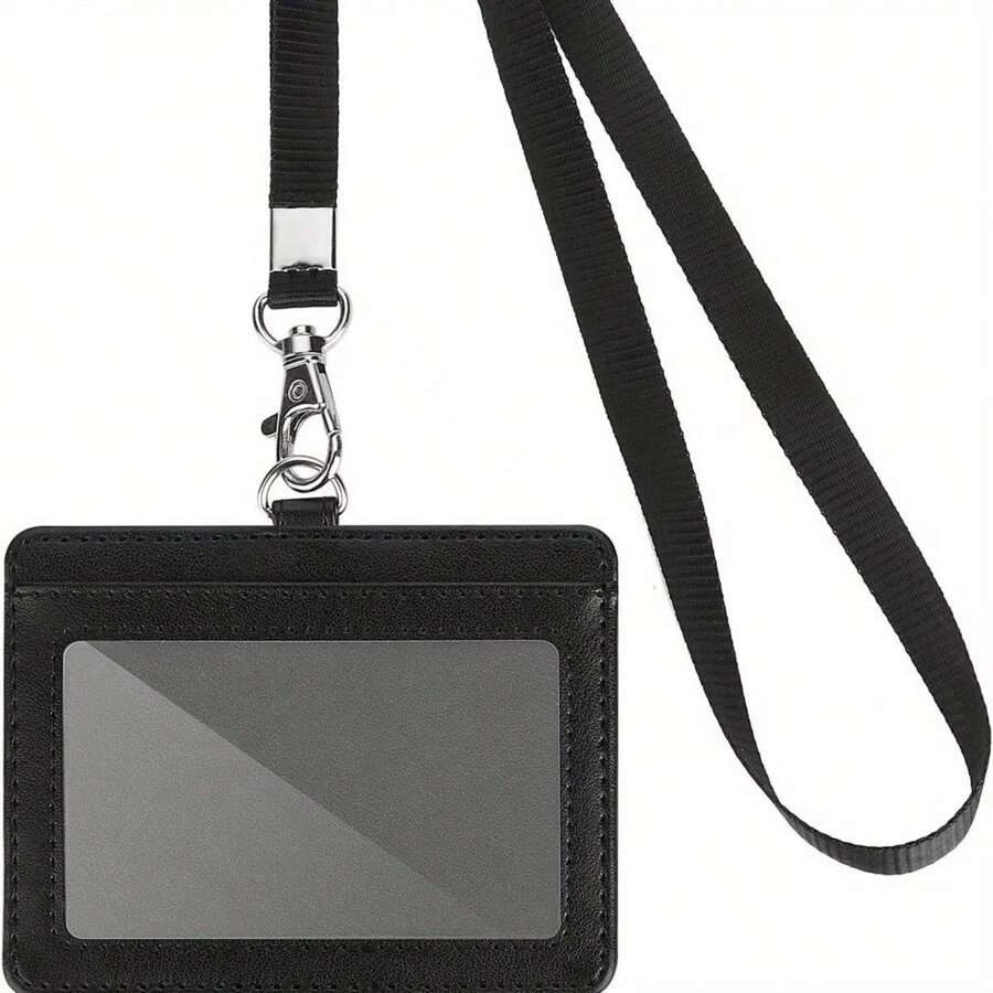 PU Work ID Card Holder, Work Badge Lanyard For Workers, Factory Staff ...