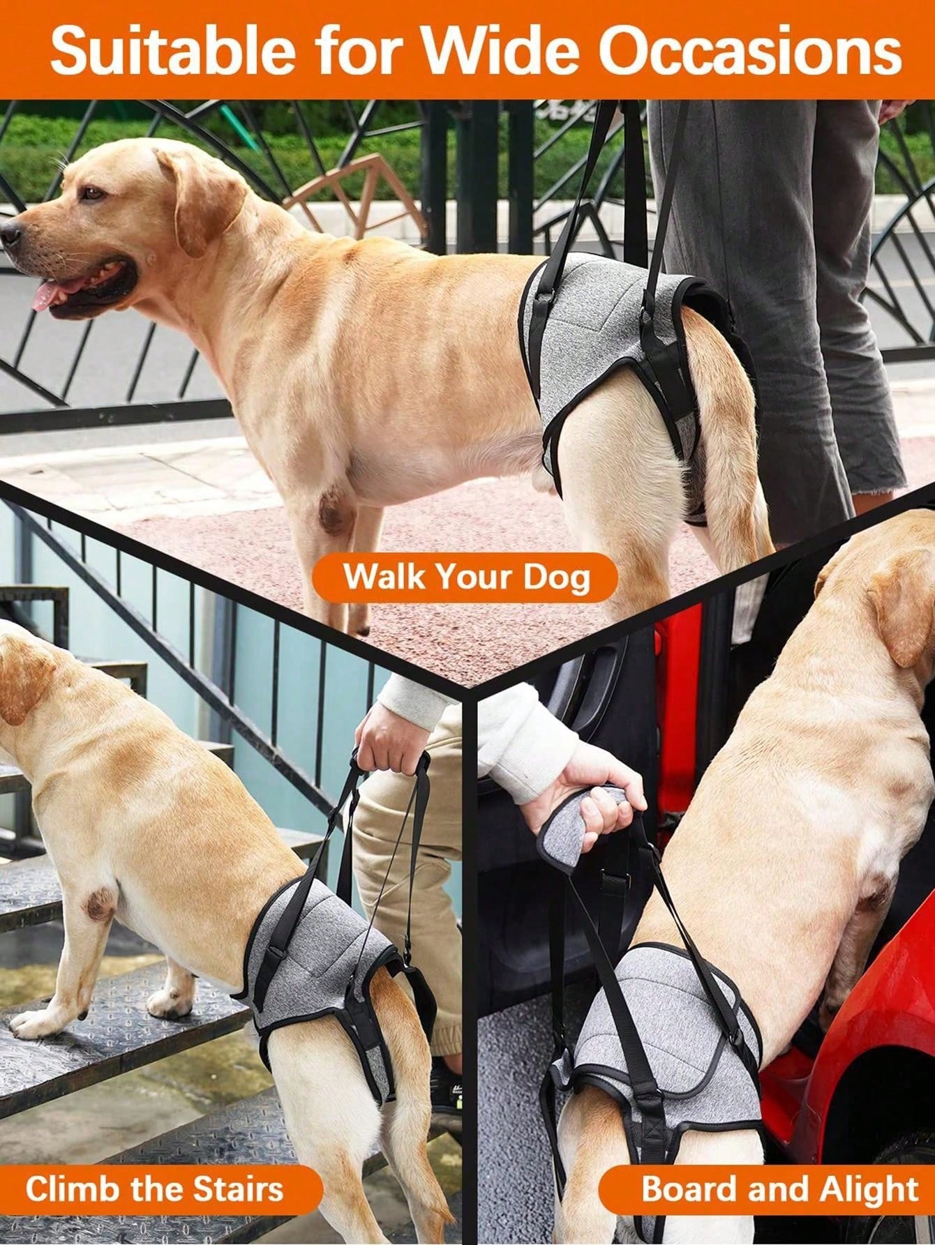 Adjustable Dog Lift Harness For Large Dogs Soft Padded Pet Rear Leg ...