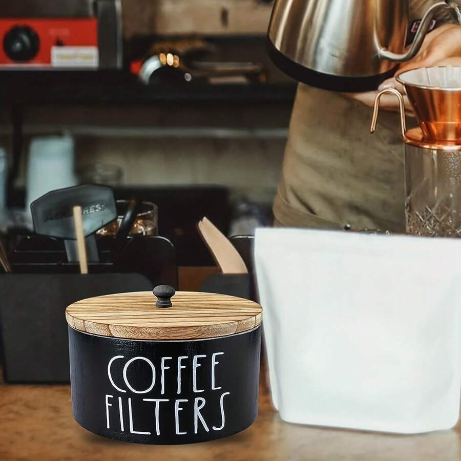 Country Style Wooden Coffee Filter Holder With Lid - And Easy To Clean ...