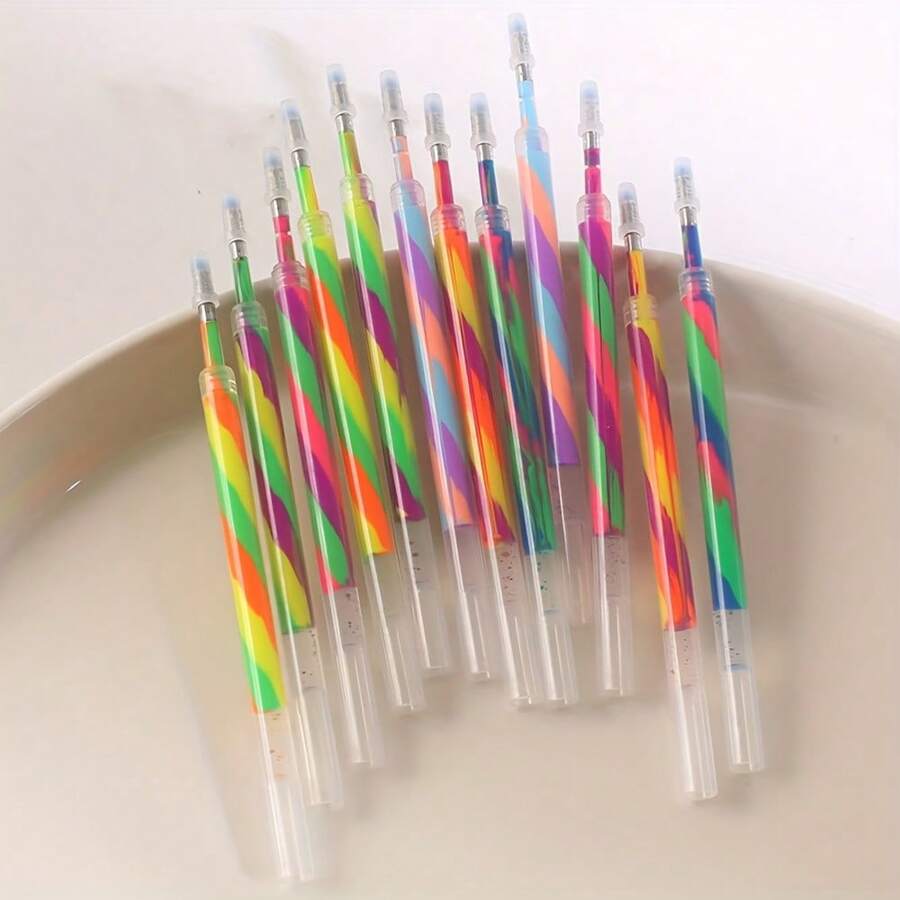 Rainbow Gel Pen, Ink Rolling Ballpoint Pen Telescopic, Magic Gel Pen ...
