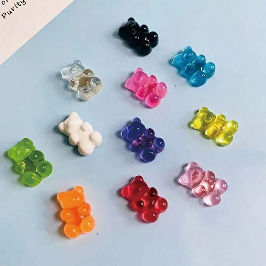 11pcs Cartoon Translucent Colorful Small Bear Resin Refrigerator ...