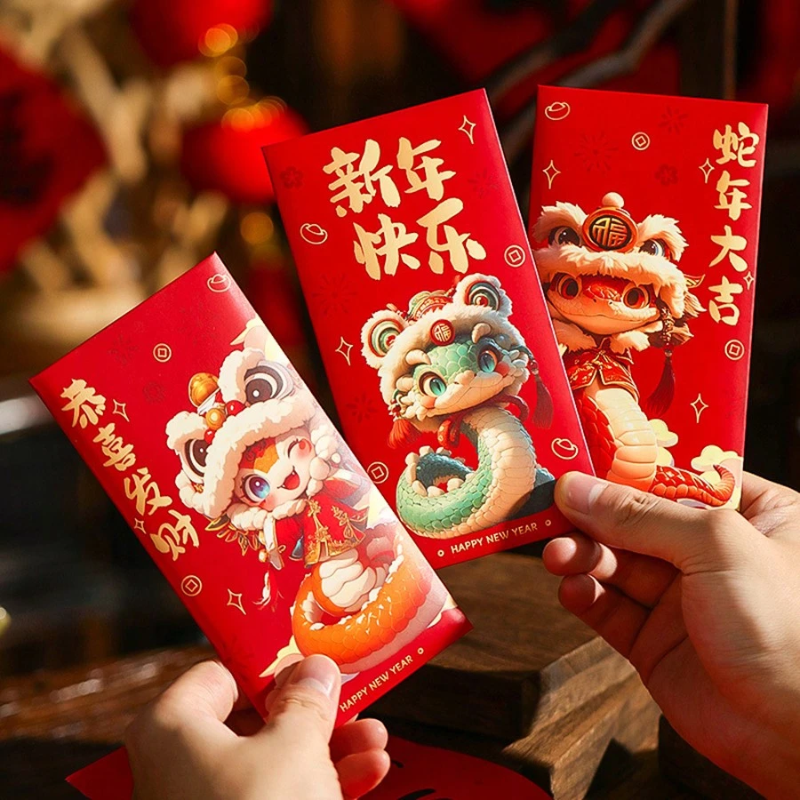 6pcs 2025 Chinese New Year Red Envelopes, Cartoon 1000 RMB Lucky Money ...