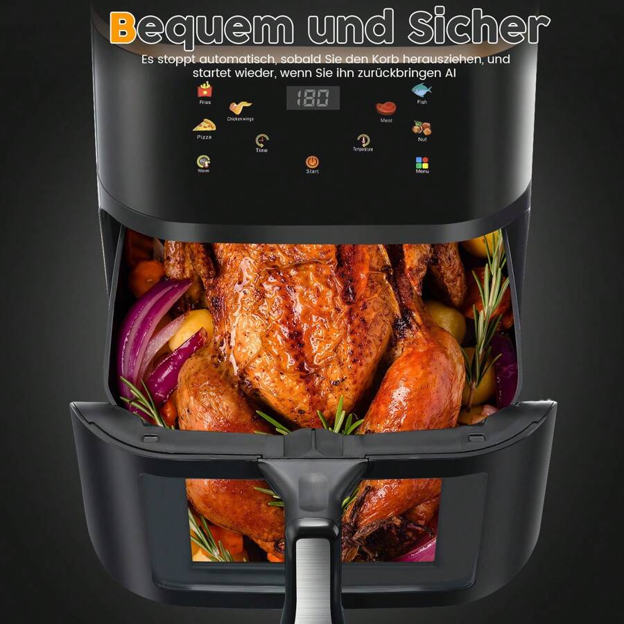 OYAJIA Heißluftfritteuse XXL Air Fryer 9L - Heissluftfriteuse mit ...
