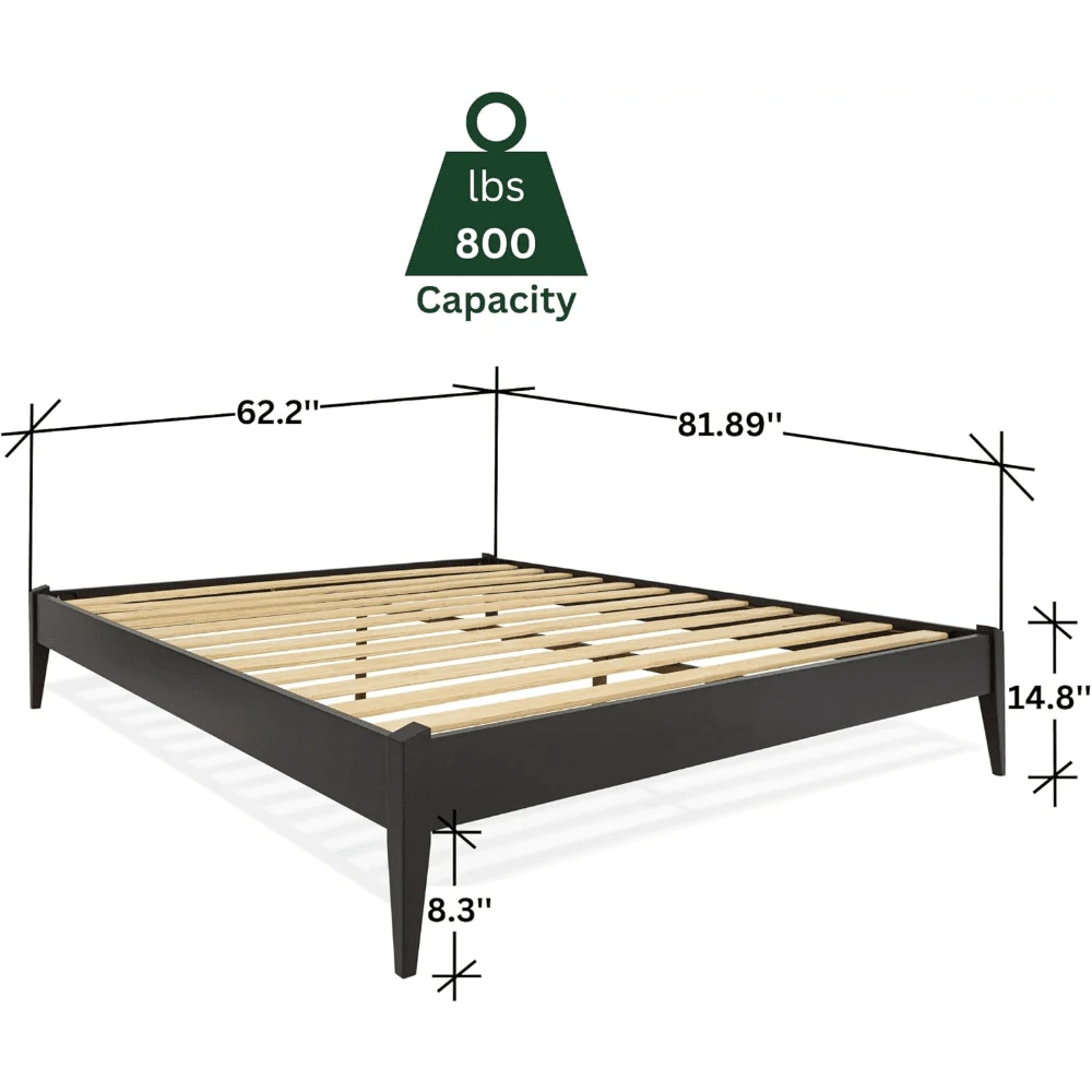 King Bed Frame Wood 15 Inch - Solid Wood Platform Bed Frame - Japanese ...