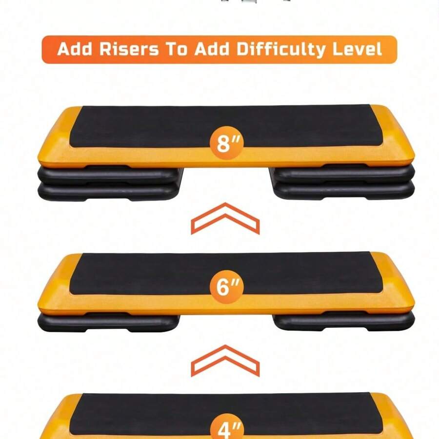 43'' Exercise Aerobic Step Platform, Adjustable Fitness Stepper With 4 ...