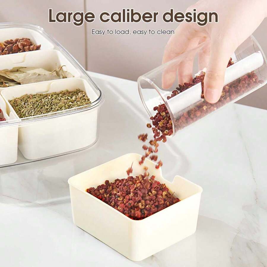 Compartmentalized Kitchen Seasoning Box, Sealed Ice Powder Box Food ...