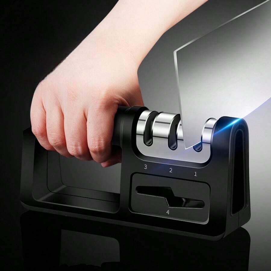 Affûteur de couteau manuel en acier au tungstène pour la cuisine, pierre à aiguiser rapide pour ...