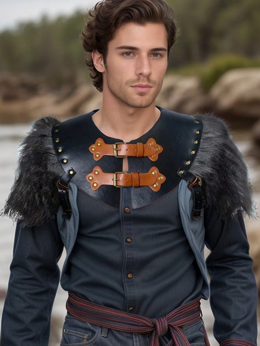 Medieval Viking Leather Fluffy Shawl Suitable For Stage Costumes Role ...