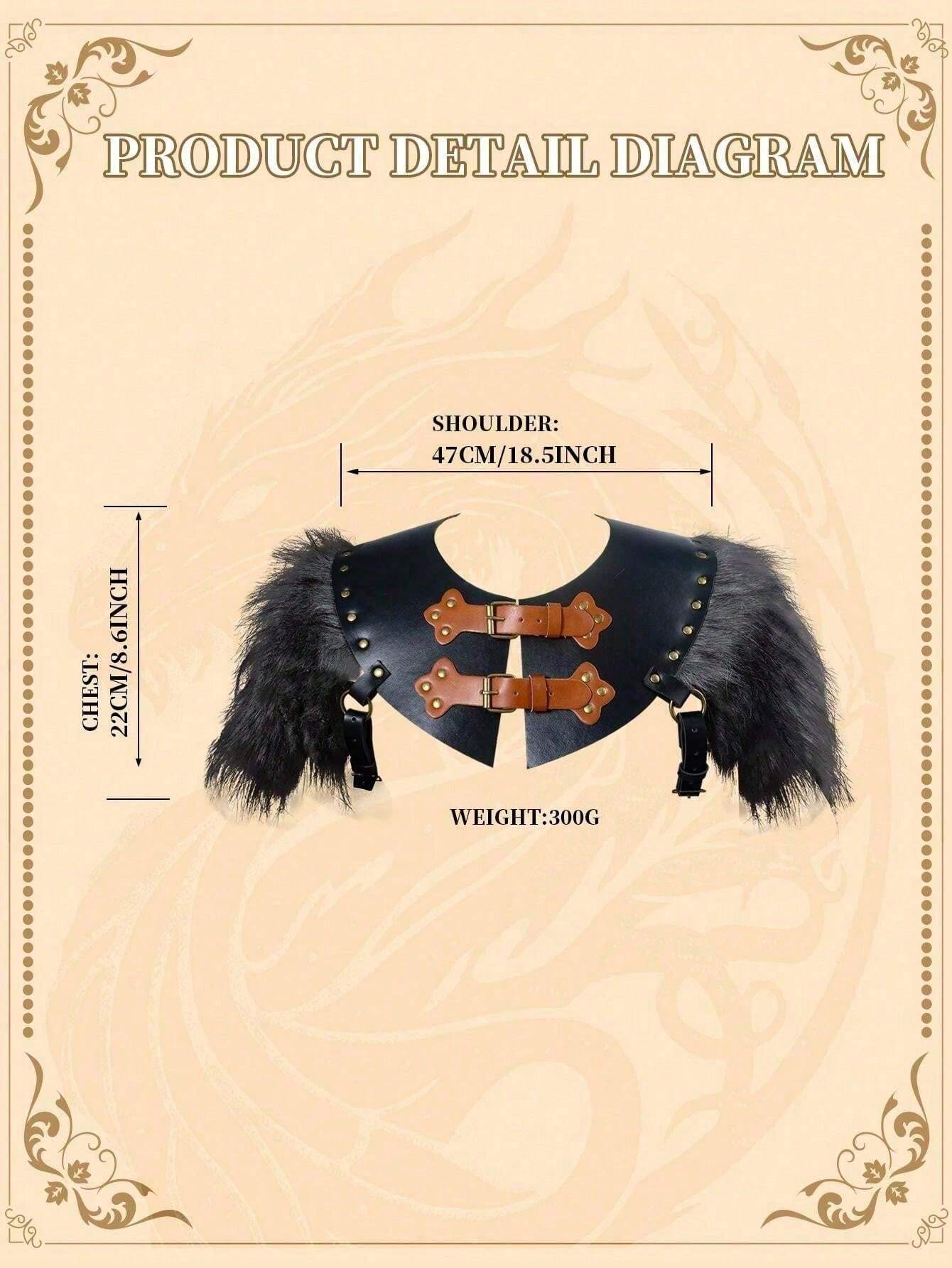 Medieval Viking Leather Faux Fur Shawl Suitable For Stage Costumes Role ...